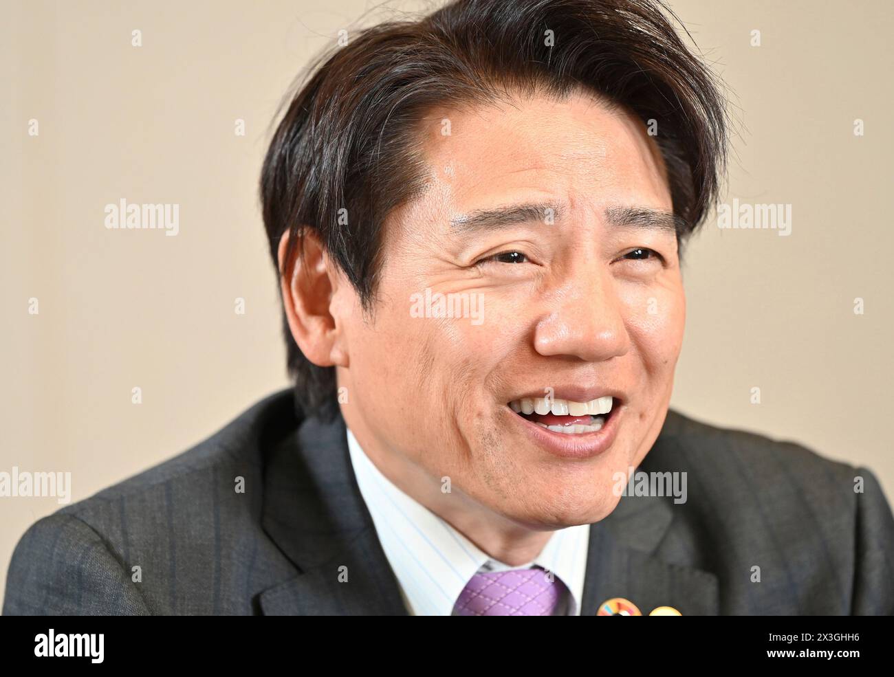 Yukio Iketani, a former Japanese gymnast, attends an interview in Osaka ...