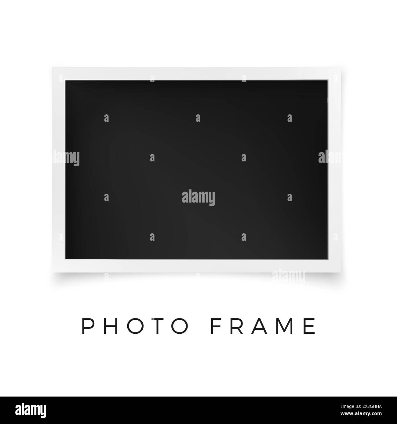 Horizontal Photo Frame. White Image Blank with Shadow Isolated on White ...