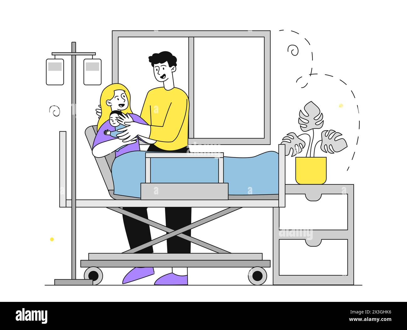 Family in maternity hospital vector simple Stock Vector Image & Art - Alamy