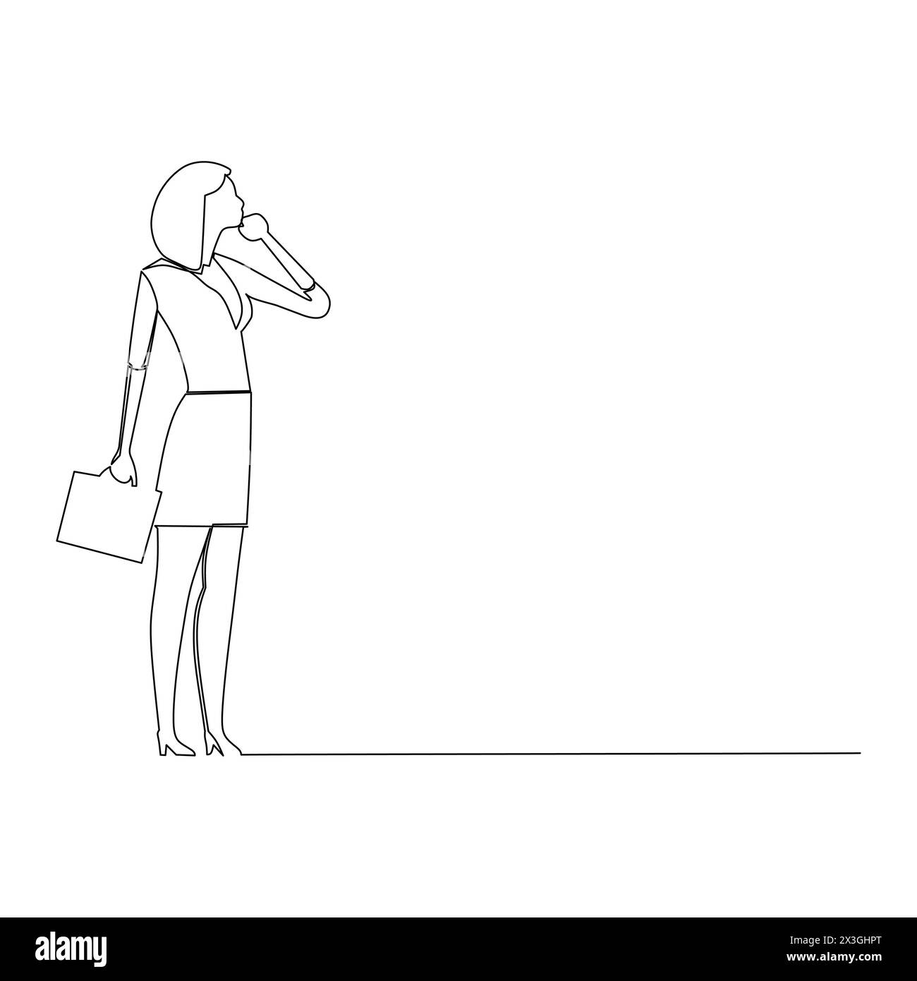 Serious businesswoman with a briefcase thinking about her business ...