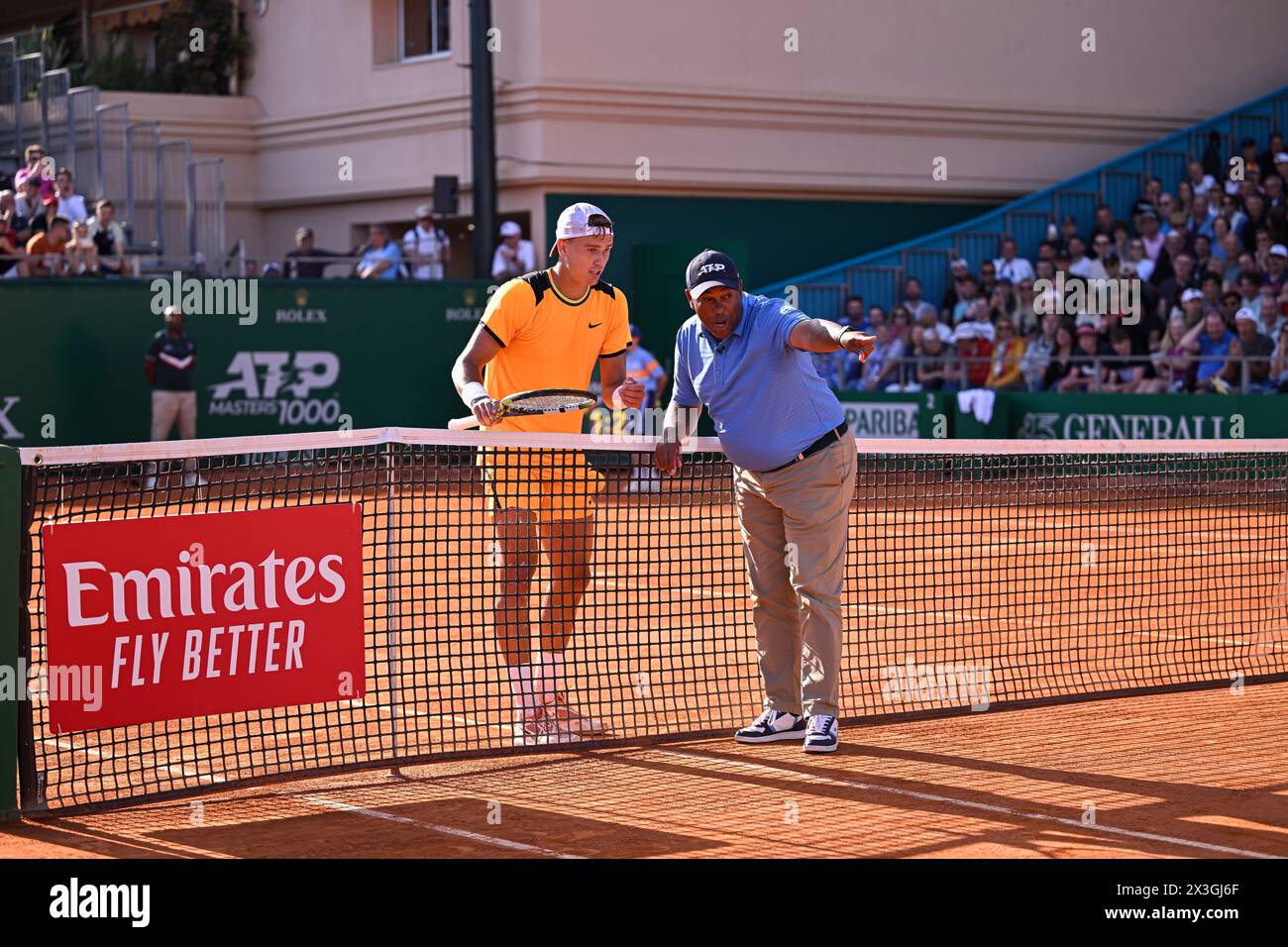 Paris, France. 11th Apr, 2024. Holger Rune and chair umpire referee ...