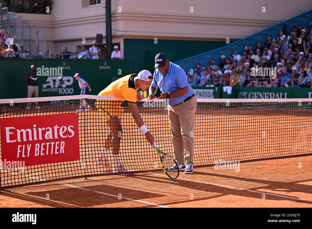 Paris, France. 11th Apr, 2024. Holger Rune and chair umpire referee ...