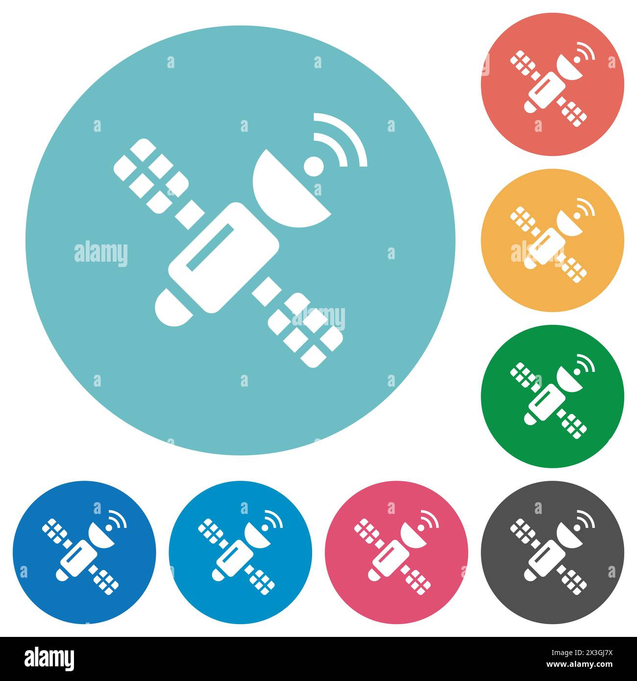 Satellite flat white icons on round color backgrounds Stock Vector ...