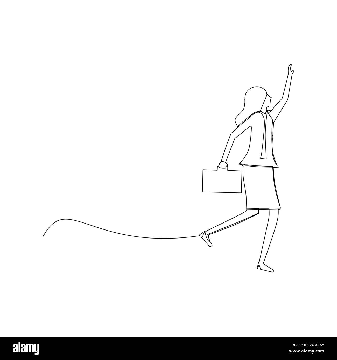 continuous line drawing of a businesswoman walking with a briefcase ...