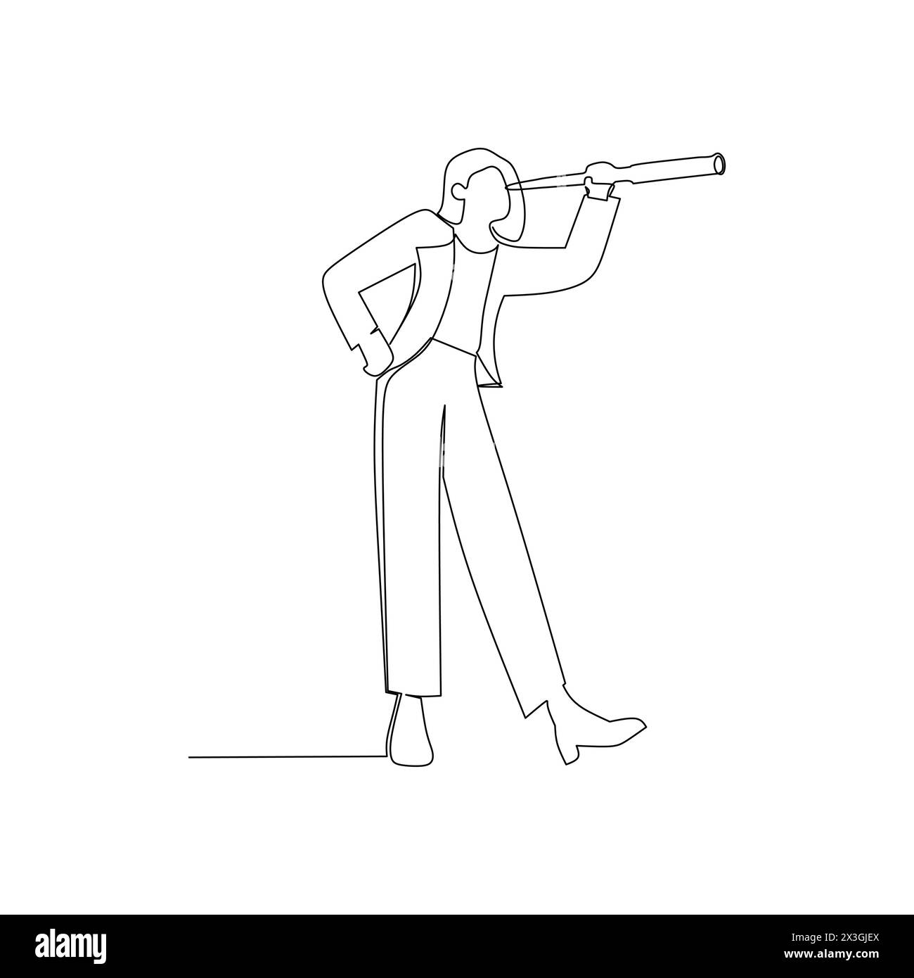 continuous line drawing of a man with a telescope. Innovation in ...