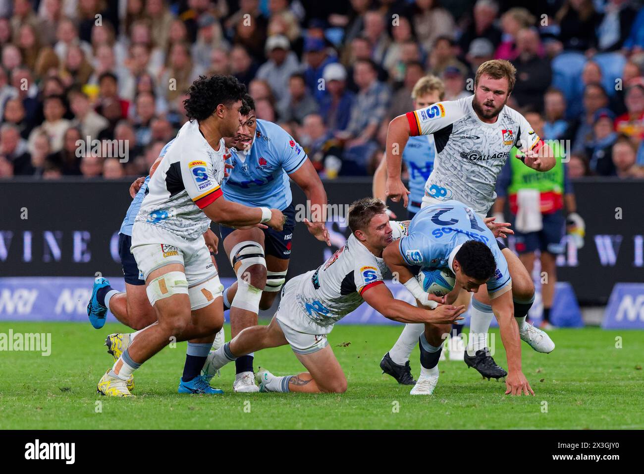 Sydney, Australia. 26th Apr, 2024. Lalakai Foketi of the Waratahs is ...