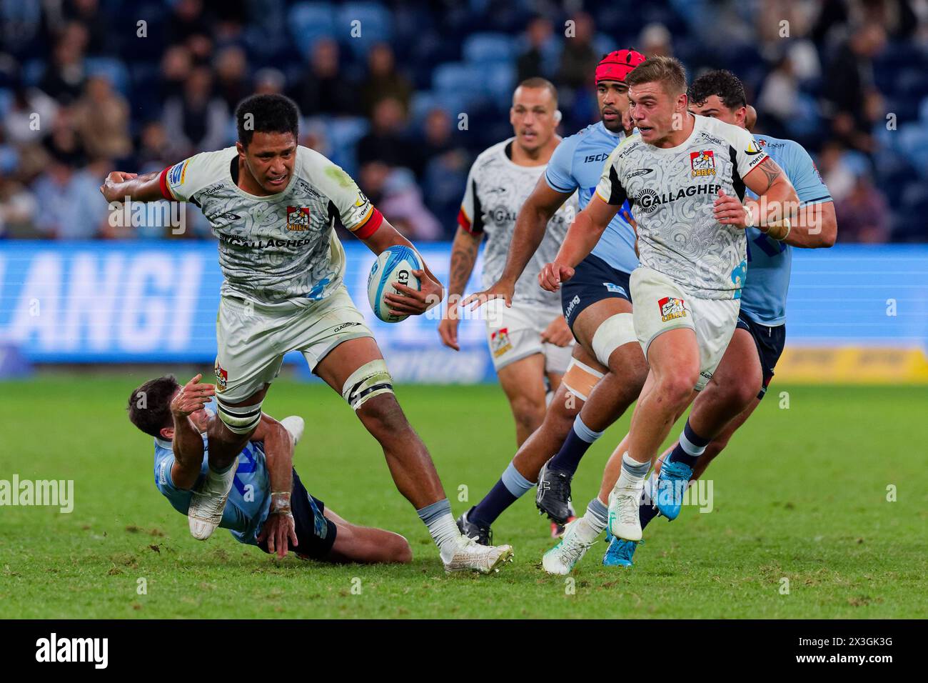Sydney, Australia. 26th Apr, 2024. Samipeni Finau of the Chiefs breaks ...