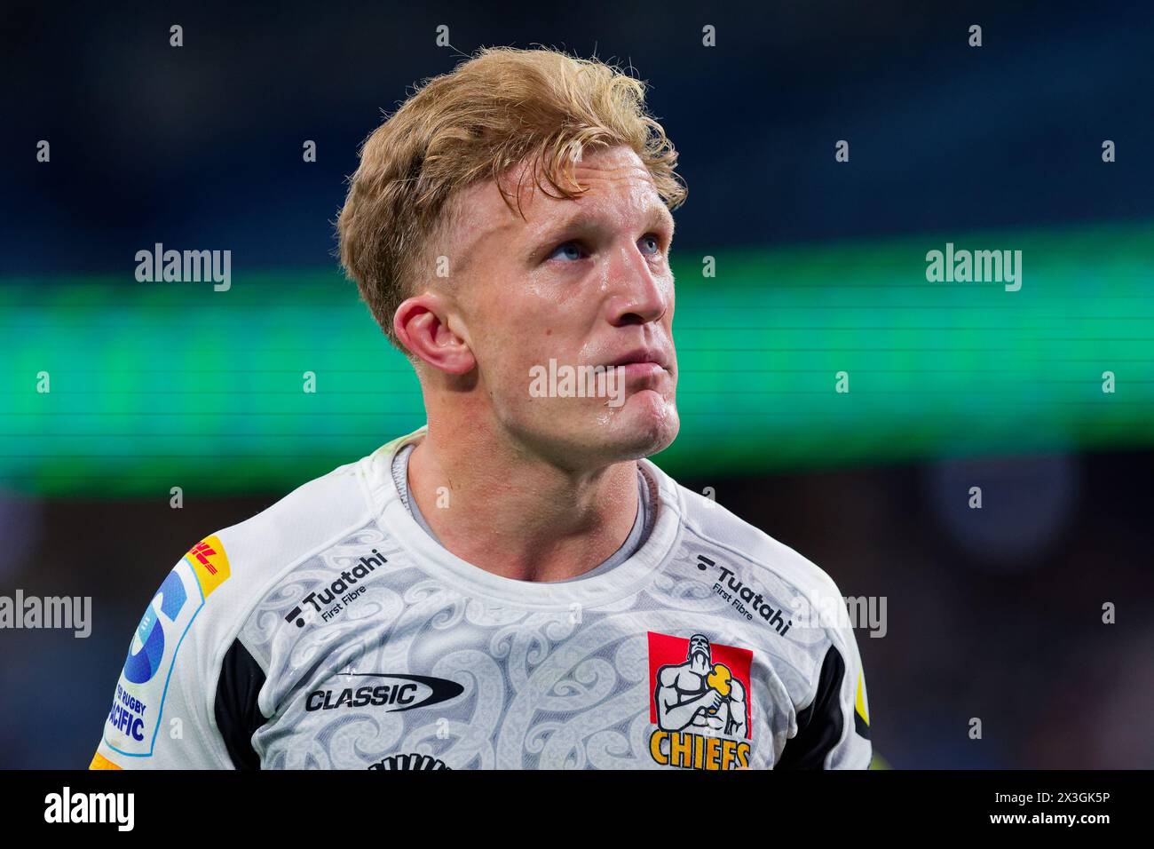 Sydney, Australia. 26th Apr, 2024. Damian McKenzie of the Chiefs looks ...
