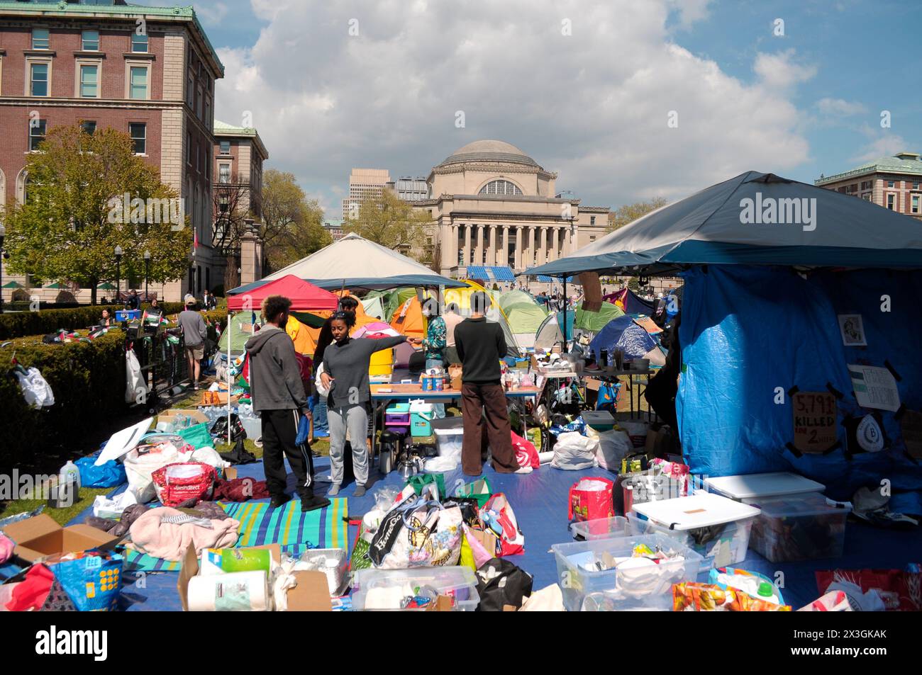 A food stall is seen at a pro-Palestine encampment at Columbia ...
