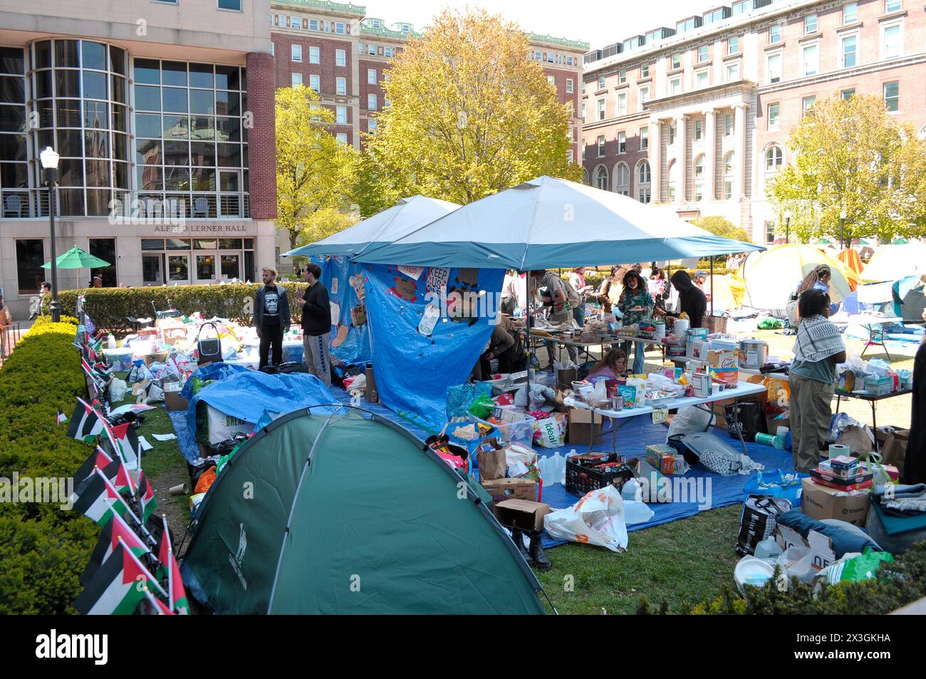 A food stall is seen at a pro-Palestine encampment at Columbia ...