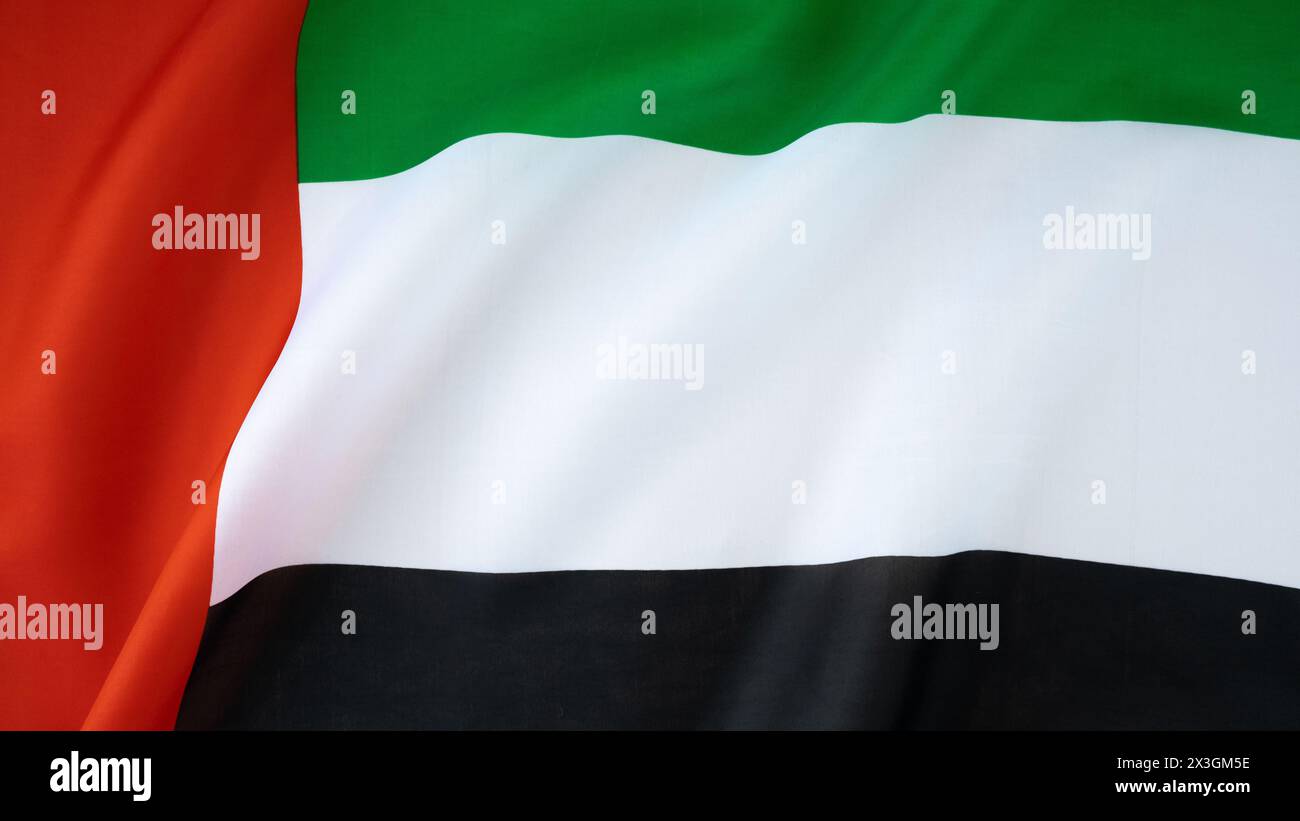 National symbol of UAE. United Arab Emirates flag background. Copy ...