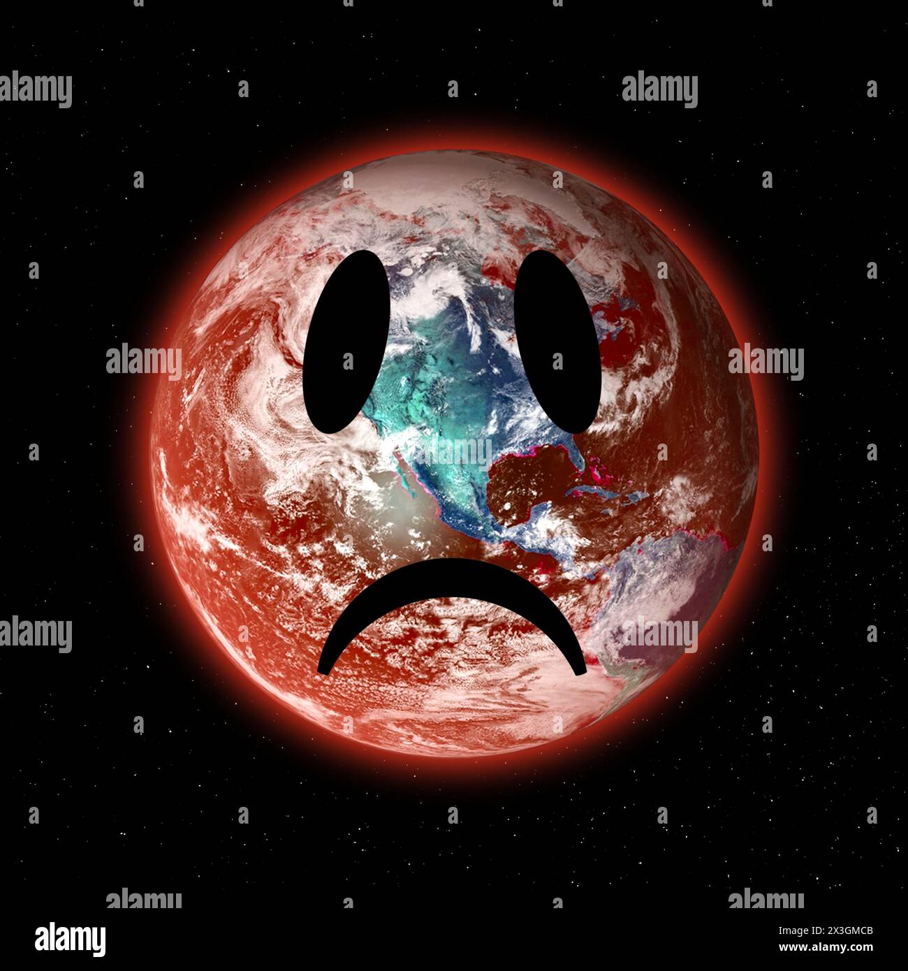 Sad planet, conceptual illustration Stock Photo - Alamy