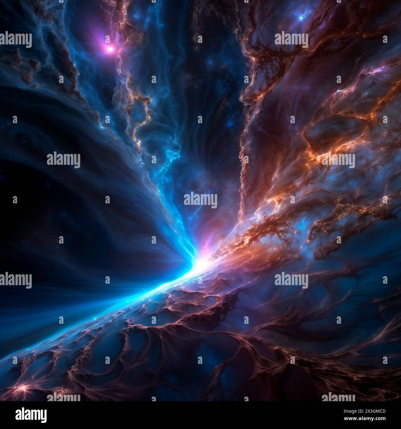 Bipolar radiation jets emitting from an active galactic nucleus (AGN ...