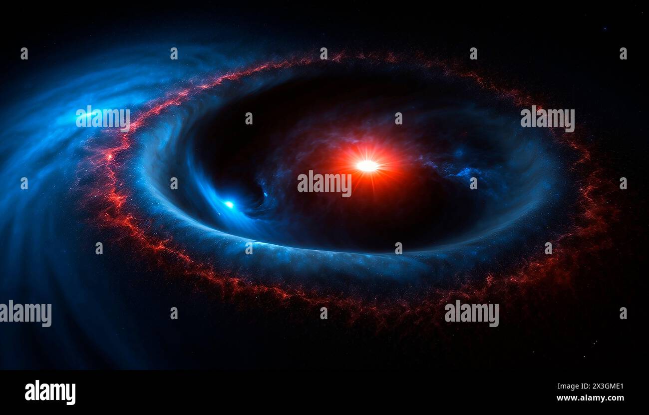 T Coronae Borealis (T CrB) recurrent nova system, illustration. This binary system consists of a ...