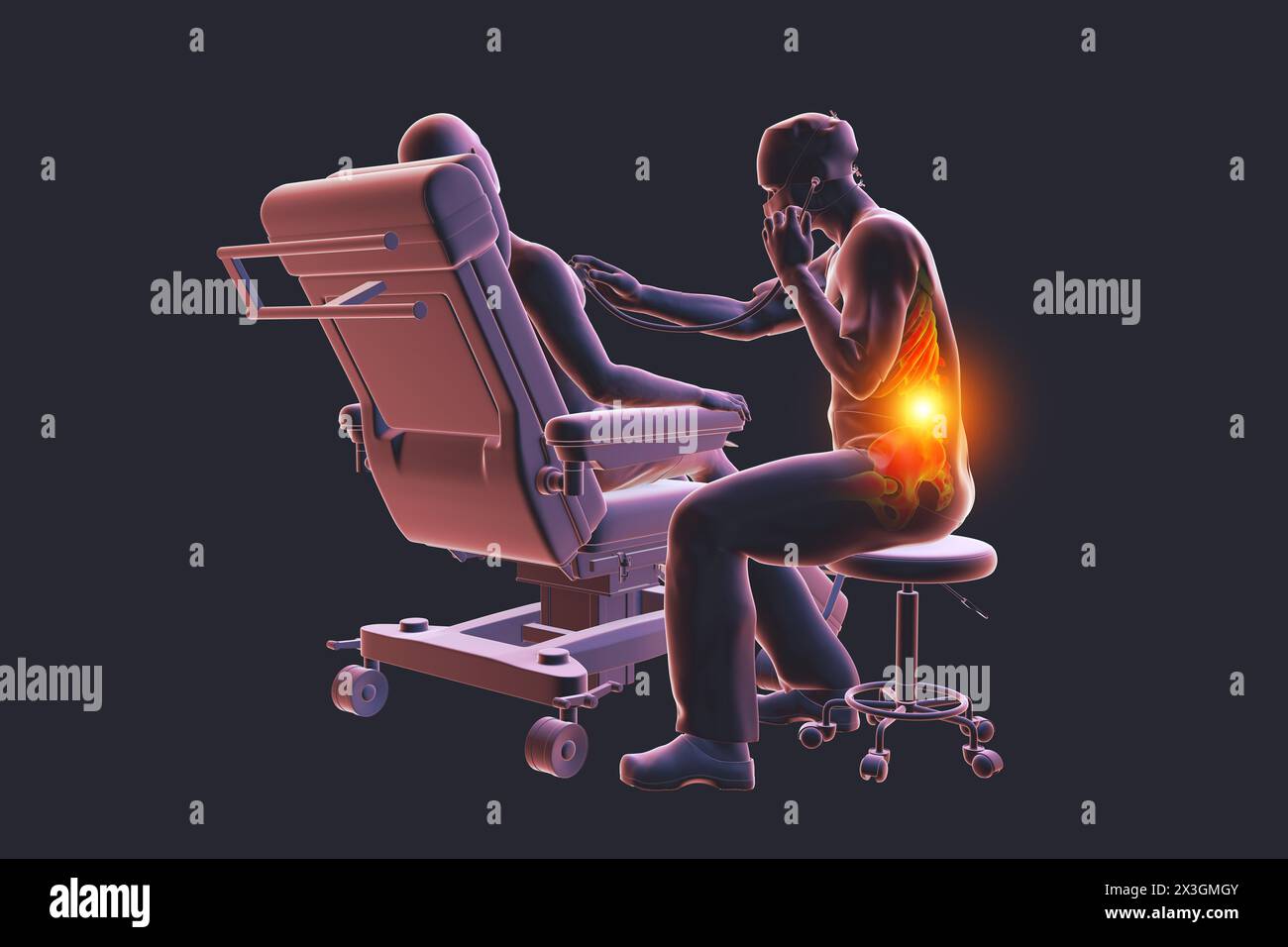 Illustration symbolising occupational hazards in healthcare, featuring ...