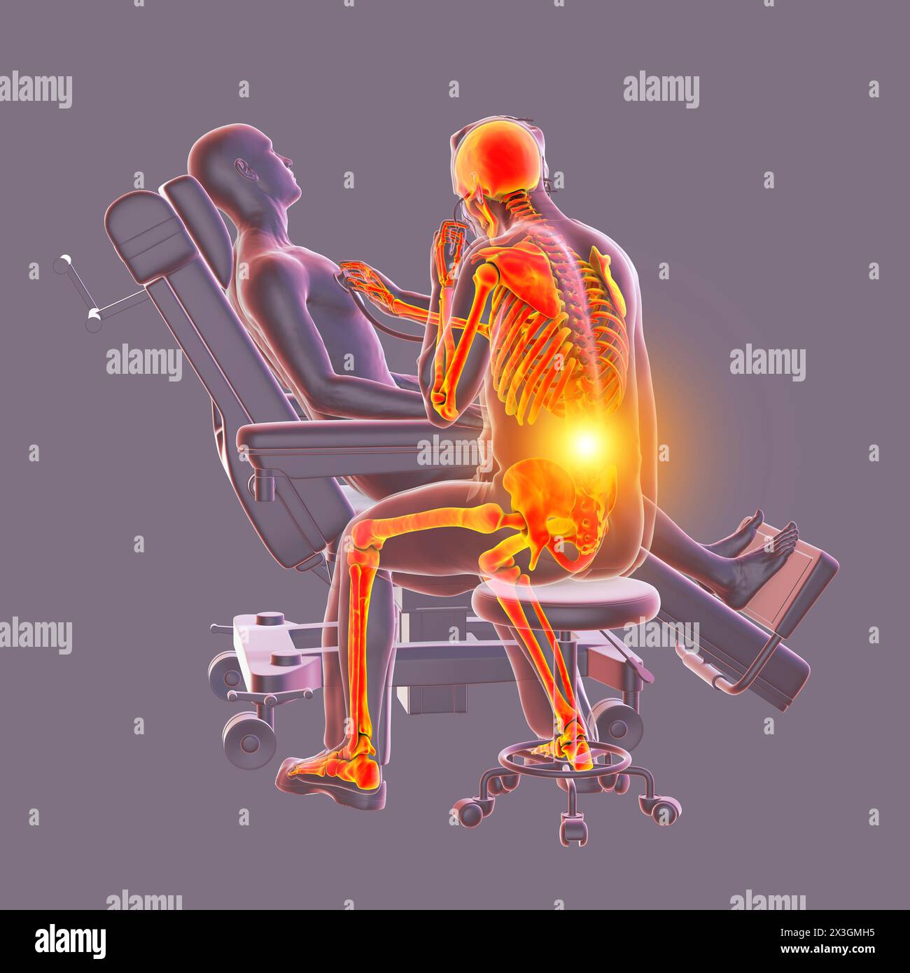 Illustration symbolising occupational hazards in healthcare, featuring ...