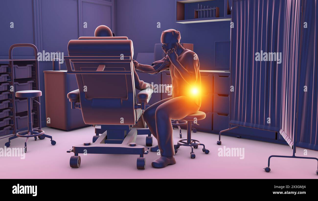 Illustration symbolising occupational hazards in healthcare, featuring ...