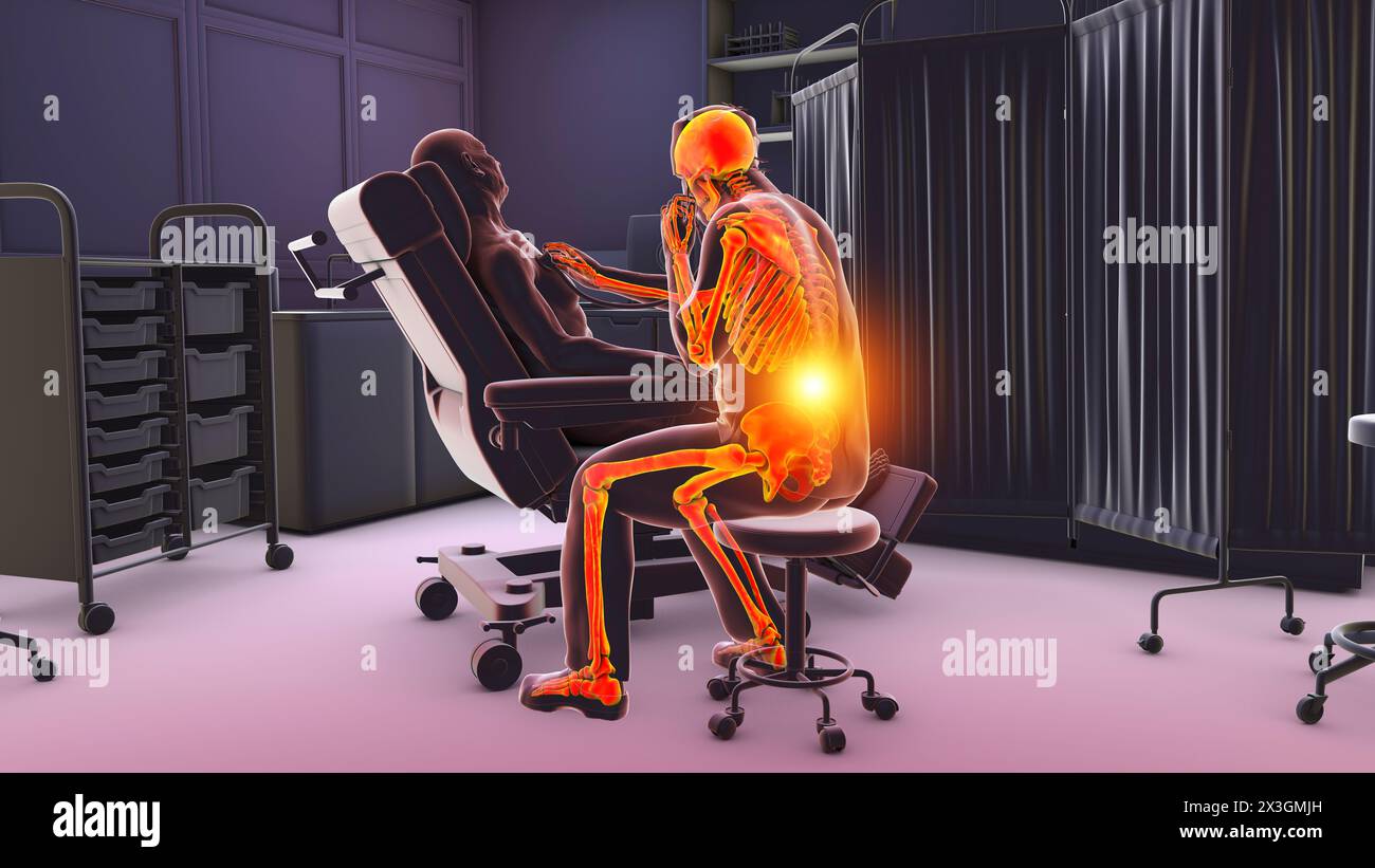 Illustration symbolising occupational hazards in healthcare, featuring ...