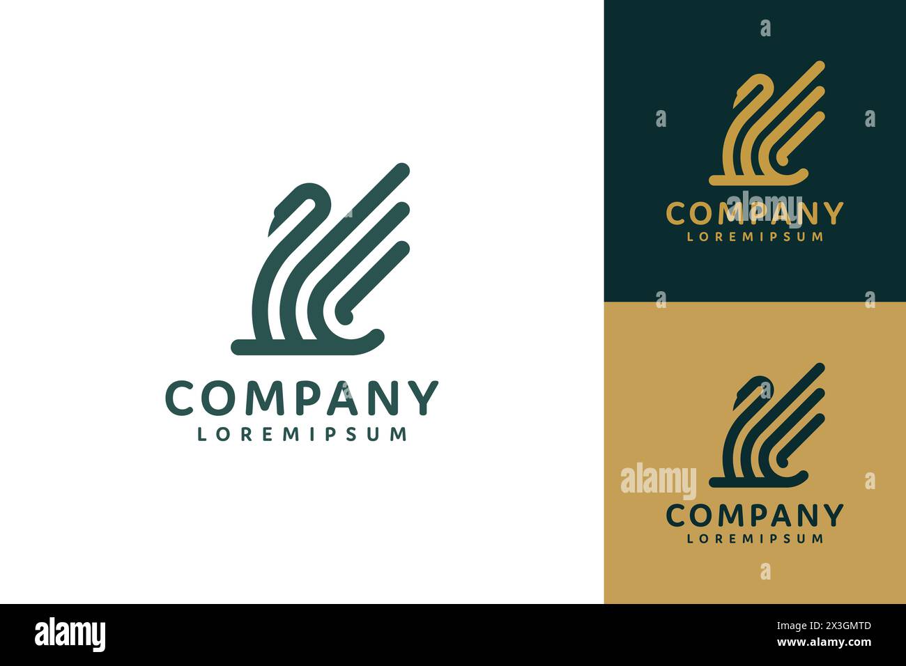 Modern swan logo with minimalist line art style vector illustration ...