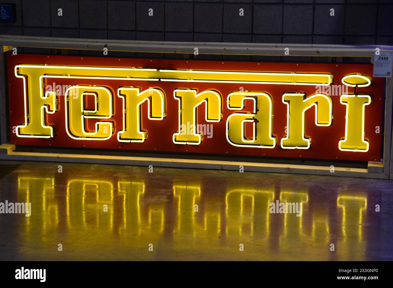 Ferrari neon sign and reflection Stock Photo - Alamy