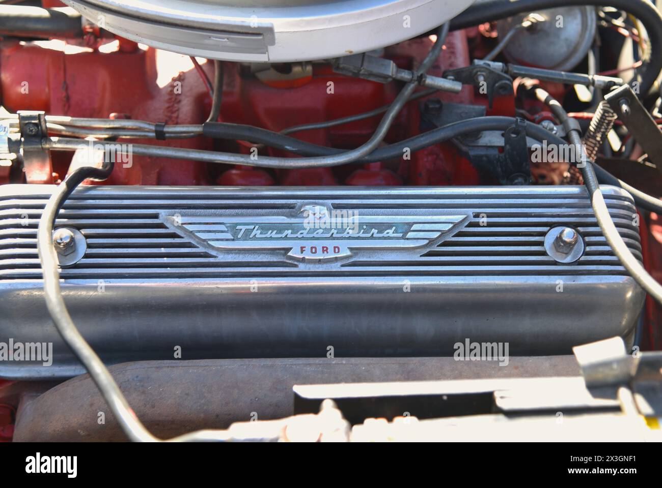 Vintage Ford Thunderbird engine Stock Photo - Alamy