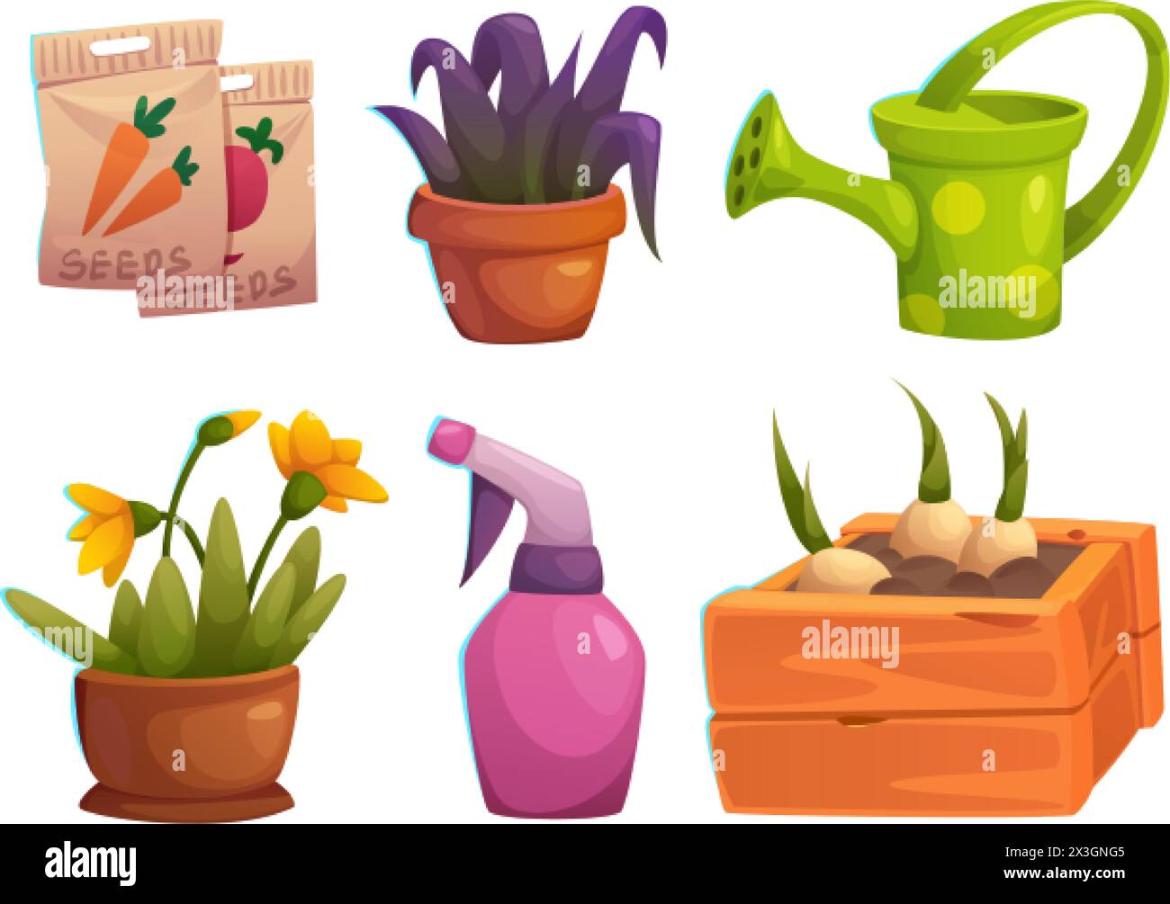Gardening and greenhouse tools and supply. Cartoon vector illustration ...