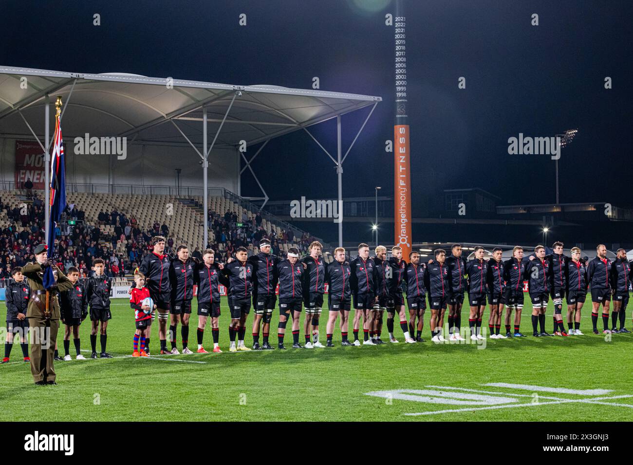 CHRISTCHURCH, NEW ZEALAND - APRIL 26: The Crusaders line up for during ...