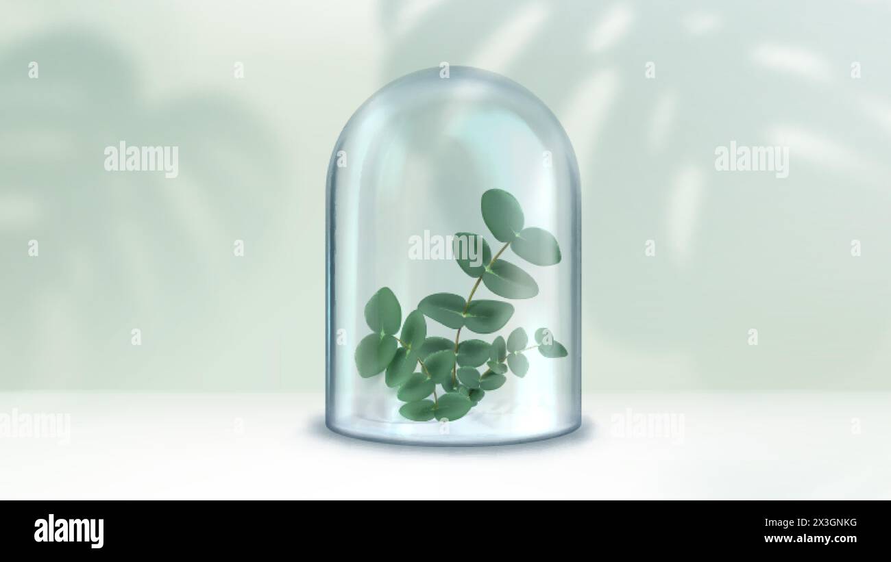 3d clear glass bell cover for branch to display. Safe jar case for ...