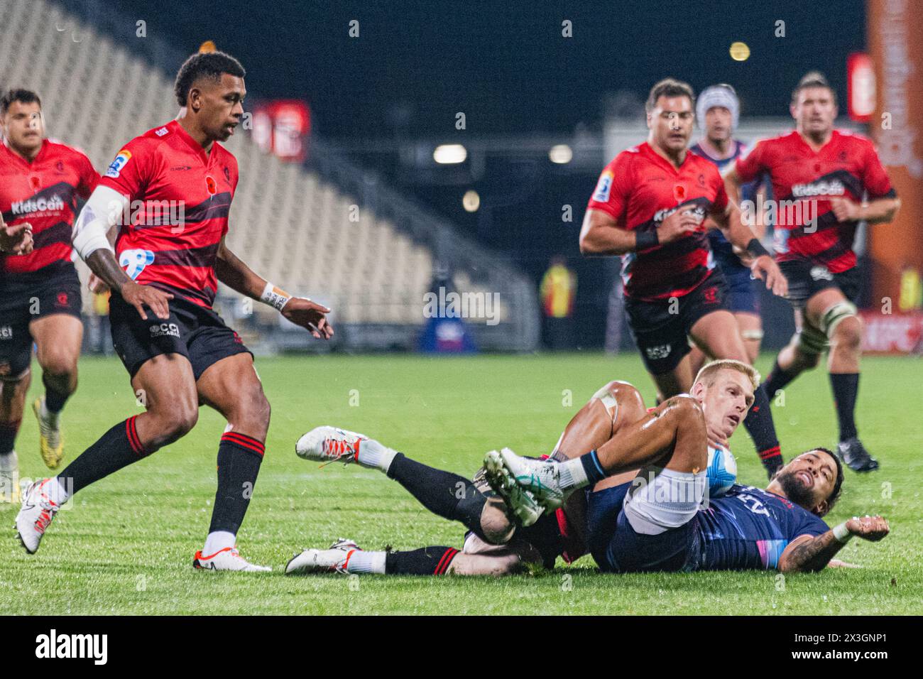 CHRISTCHURCH, NEW ZEALAND - APRIL 26: Johnny McNicholl of the Crusaders ...
