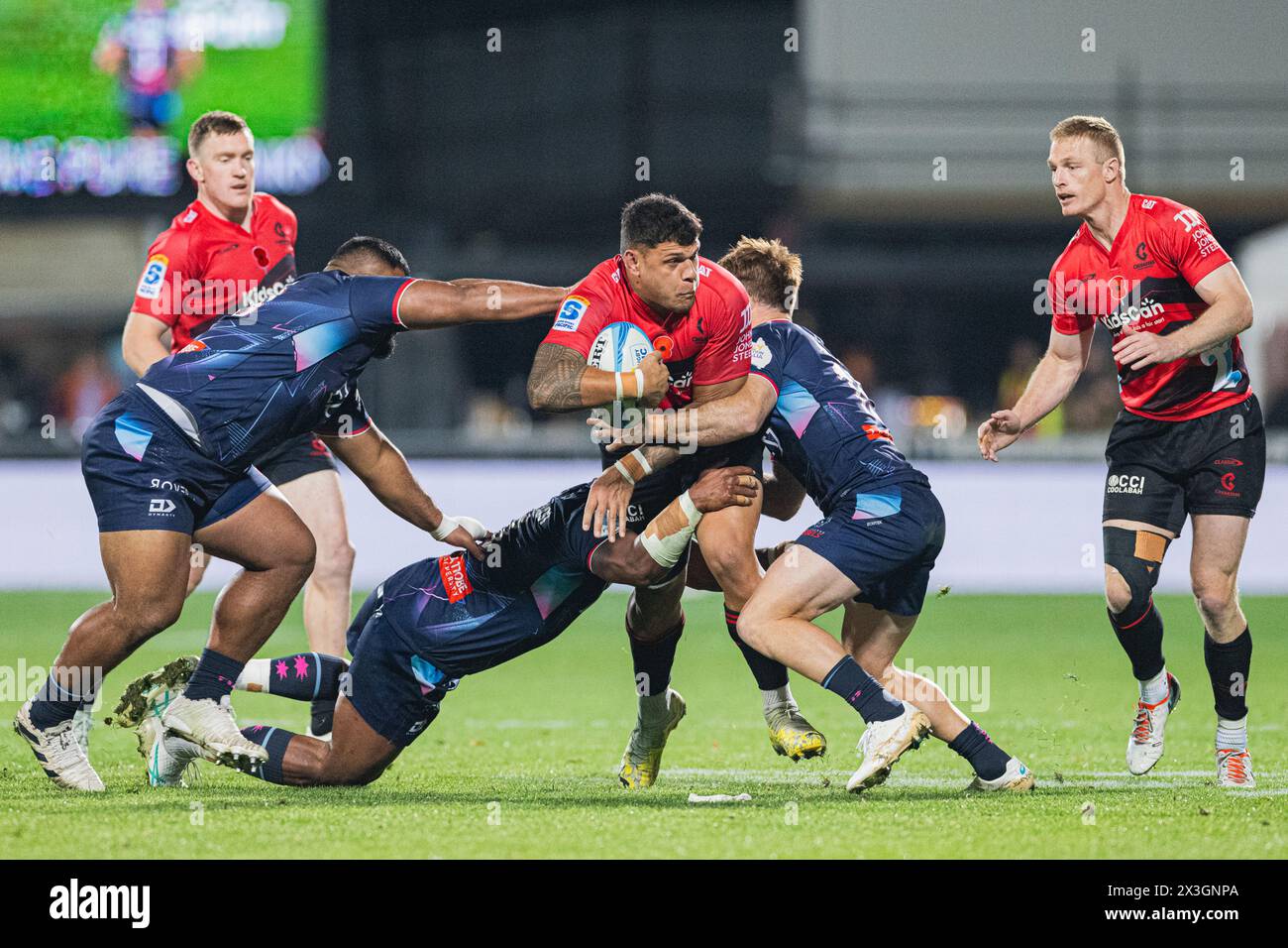 CHRISTCHURCH, NEW ZEALAND - APRIL 26: Levi Aumua of the Crusaders ...