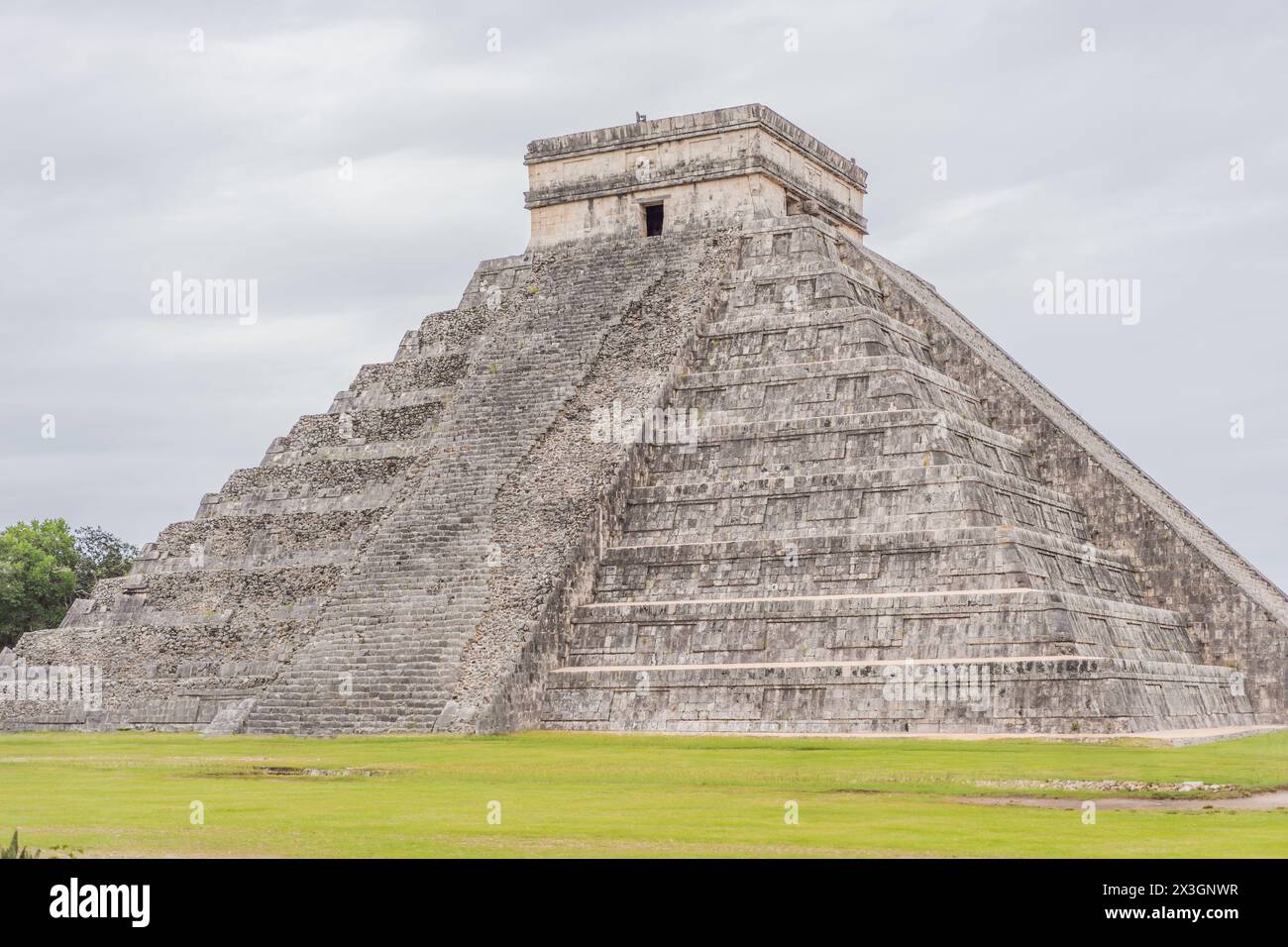 Old pyramid and temple of the castle of the Mayan architecture known as ...