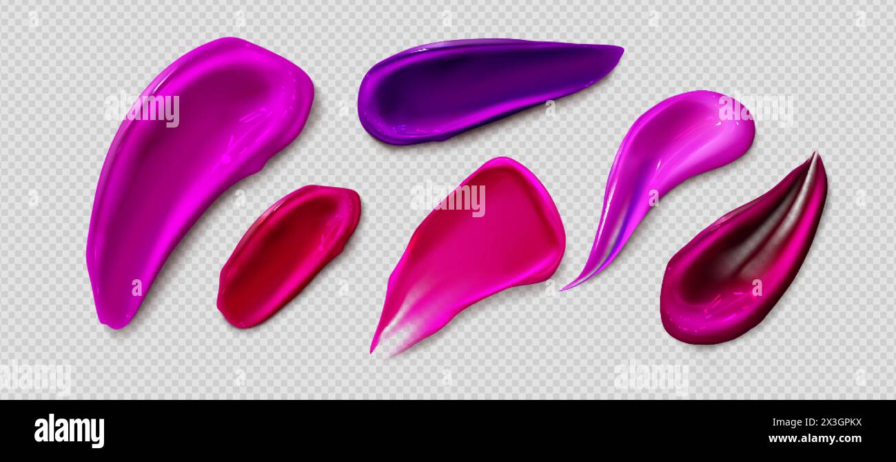 Color lip gloss smears set isolated on transparent background. Vector ...
