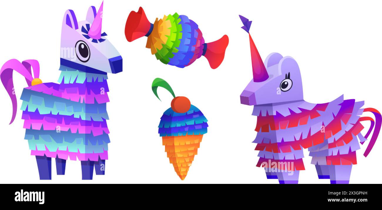 Mexican pinata game icon for birthday party vector. Mexico carnival ...