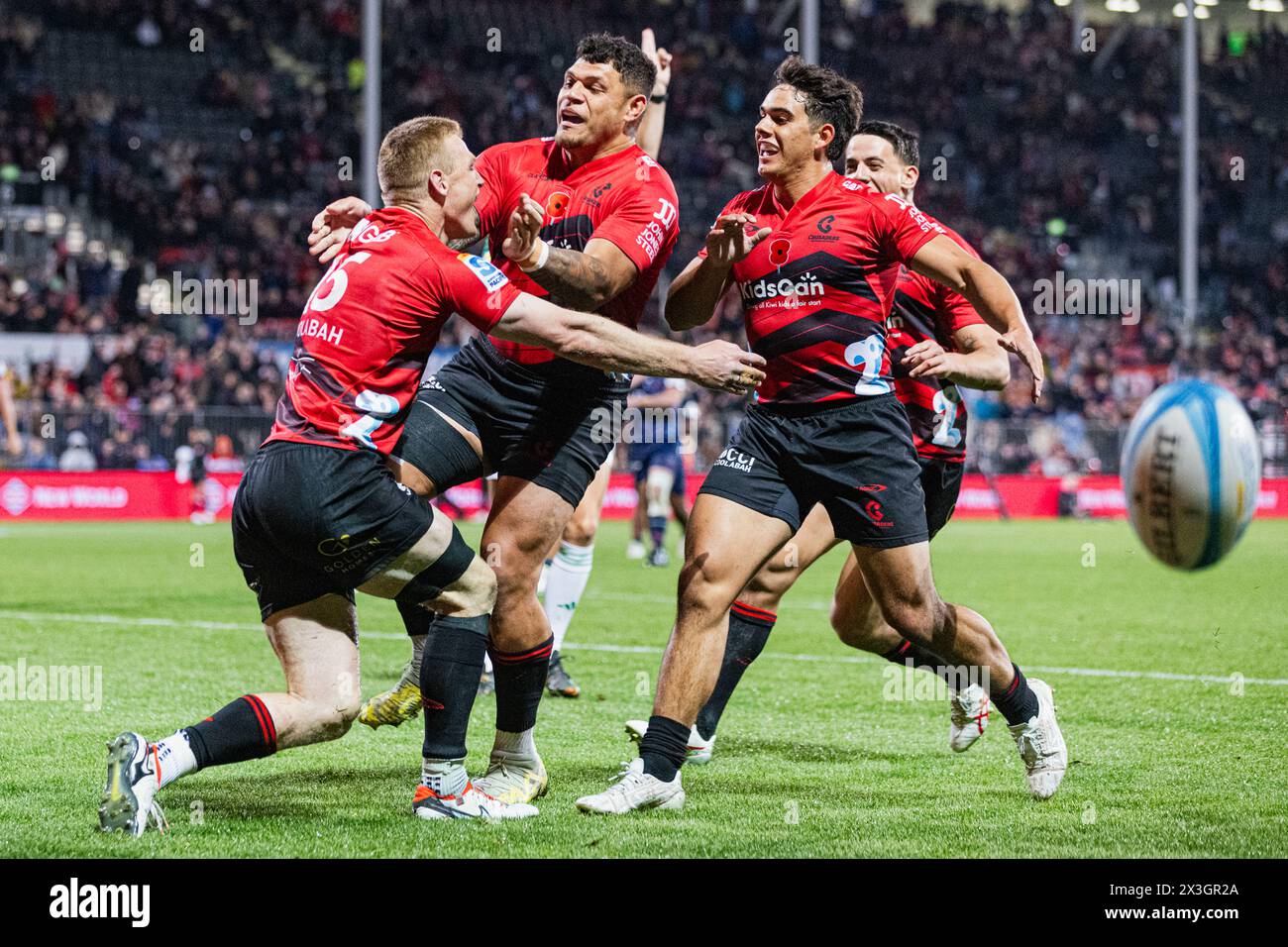 Christchurch, New Zealand - APRIL 26: Johnny McNicholl celebrates with ...