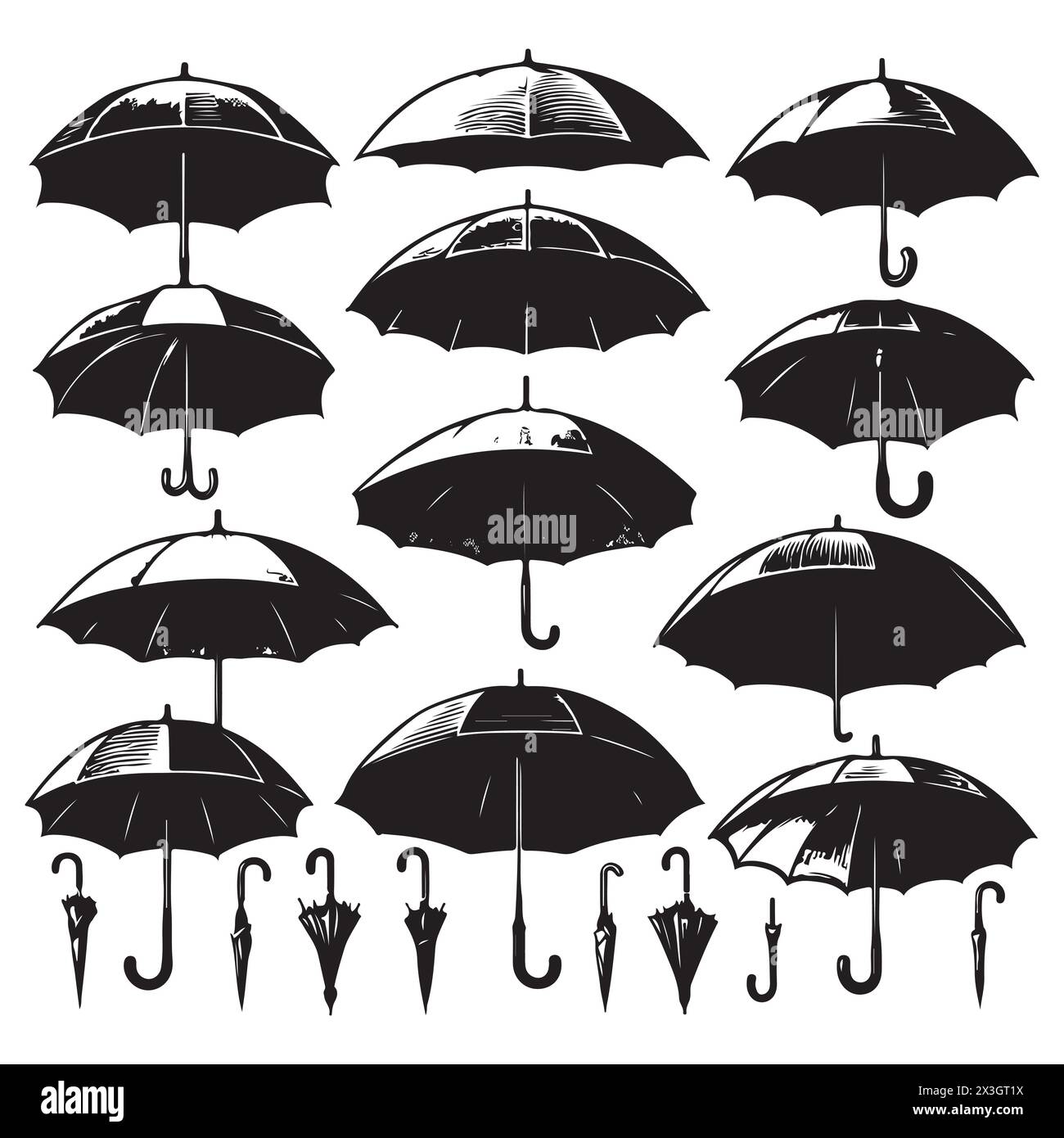 Black silhouette set of various umbrellas, vector illustration Stock Vector Image & Art - Alamy