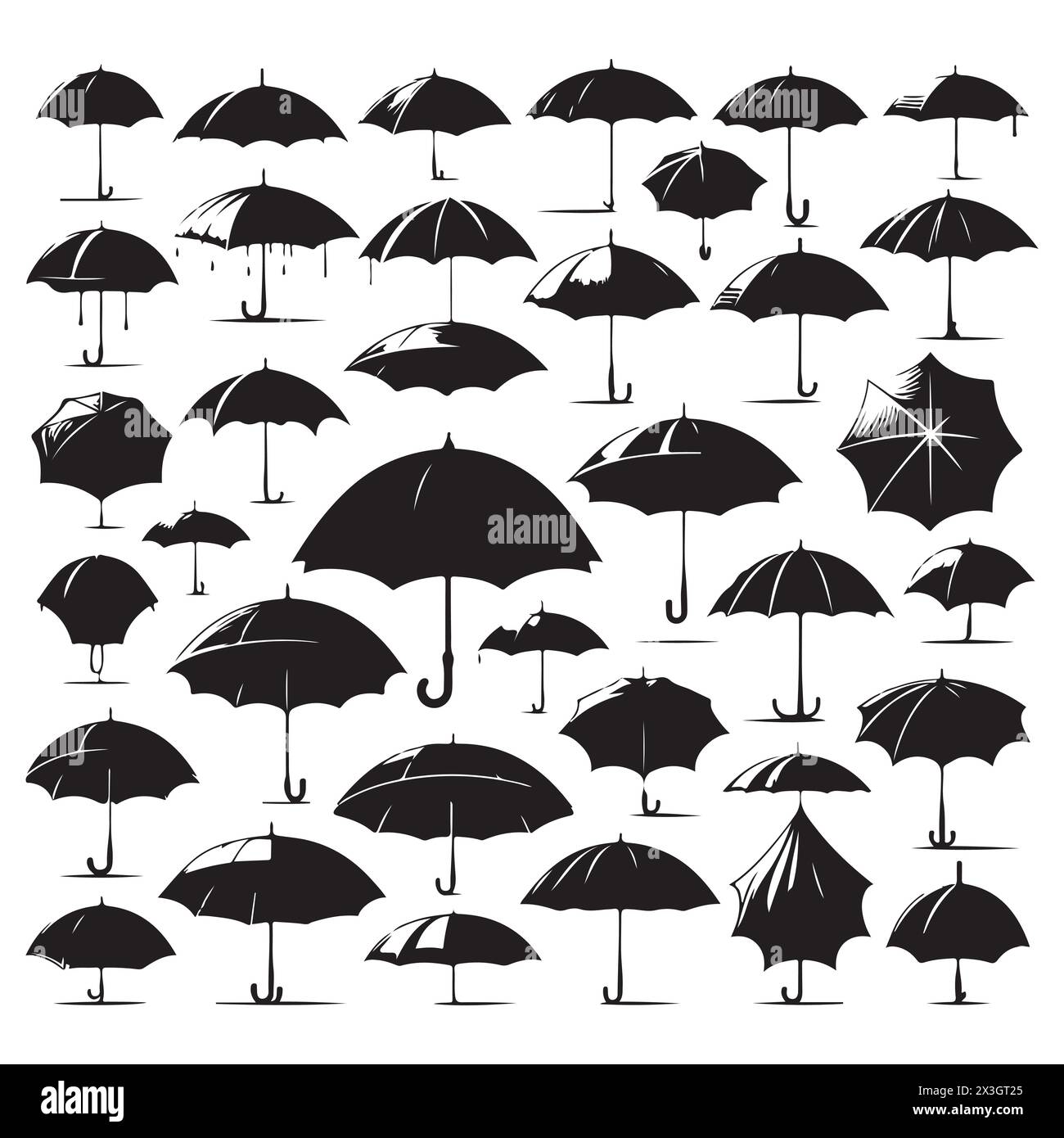 Black silhouette set of various umbrellas, vector illustration Stock Vector Image & Art - Alamy