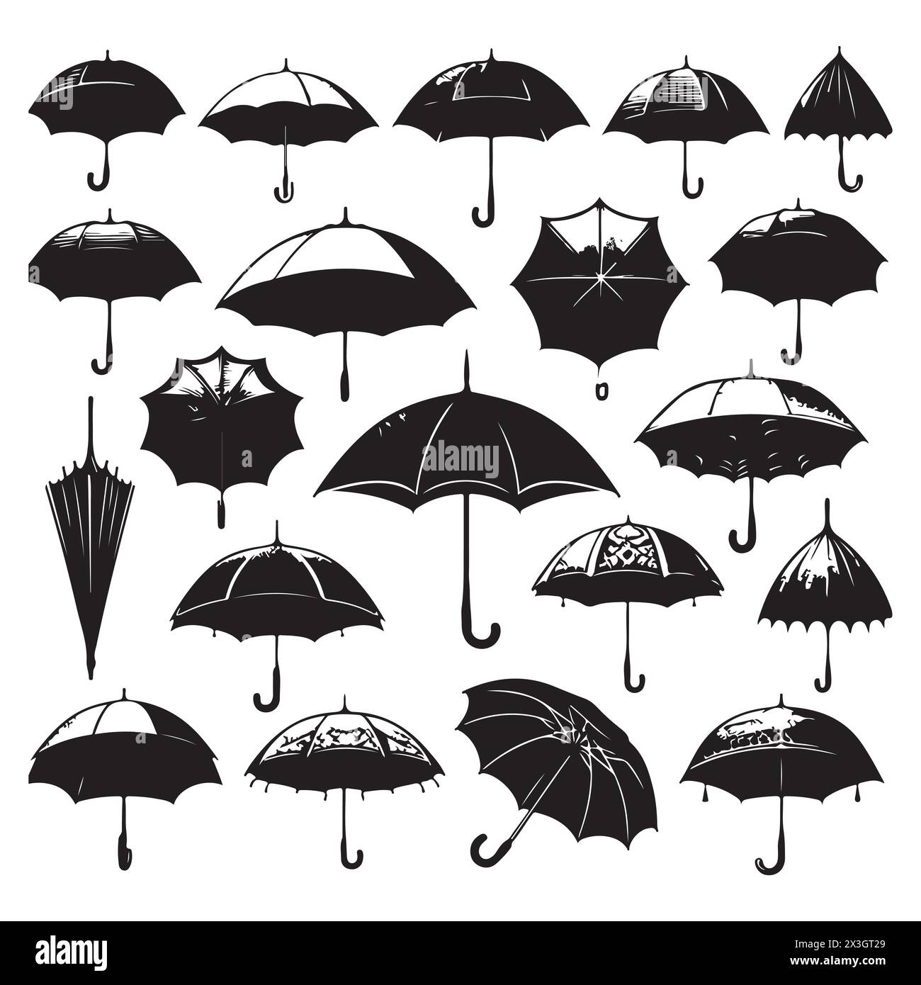 Black silhouette set of various umbrellas, vector illustration Stock Vector Image & Art - Alamy