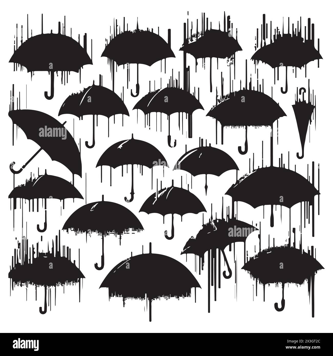 Black silhouette set of various umbrellas, vector illustration Stock ...