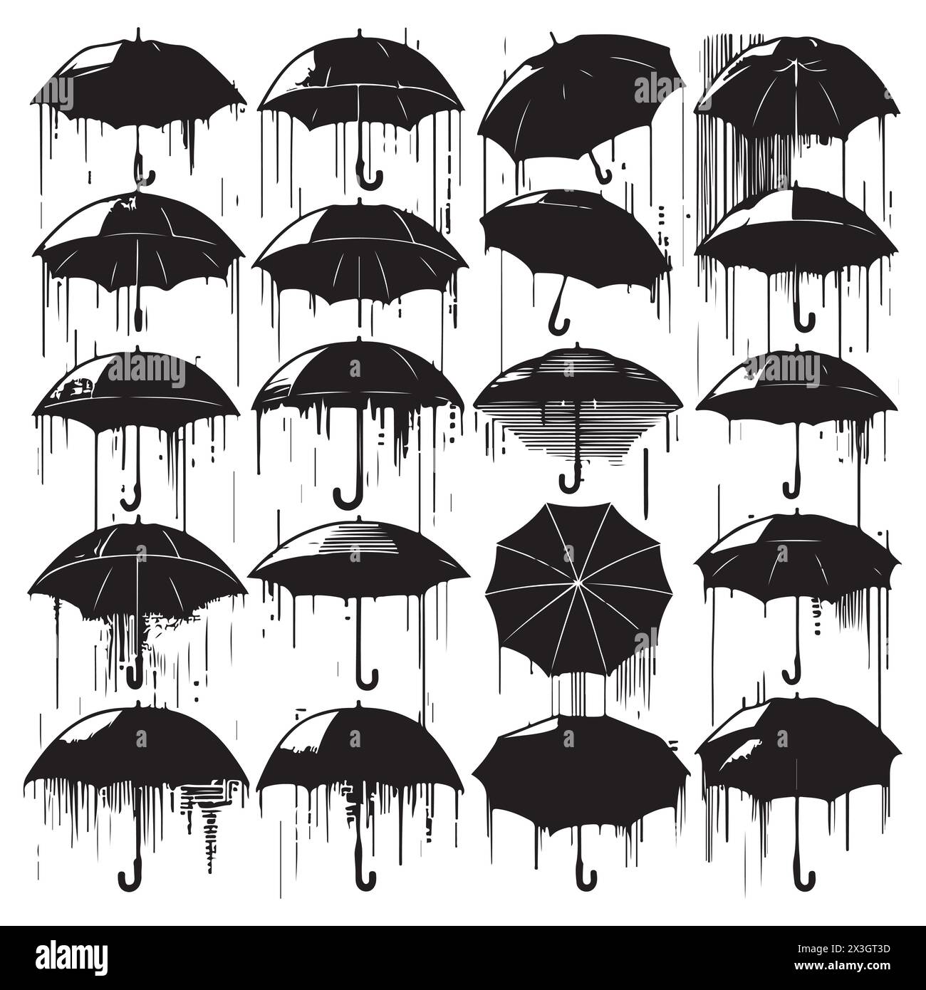 Black silhouette set of various umbrellas, vector illustration Stock Vector Image & Art - Alamy