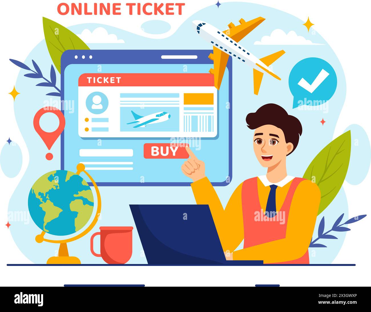 Online travel ticket vector Stock Vector Images - Alamy