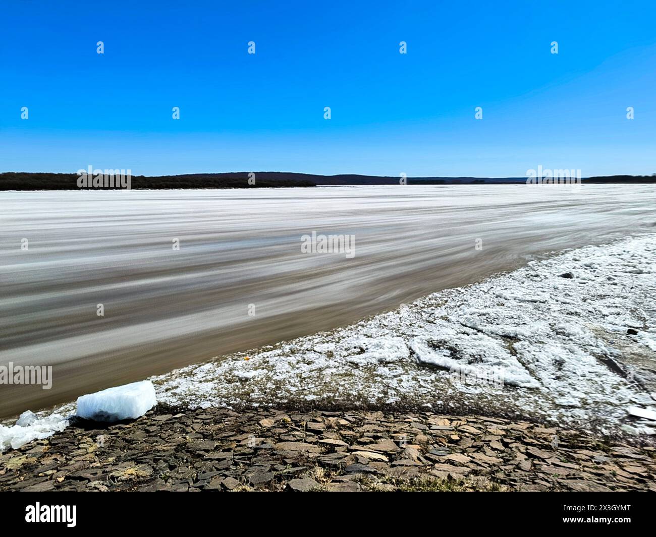 GREATER KHINGAN, CHINA - APRIL 27, 2024 - Ice blocks collide with each other in the Huma section ...