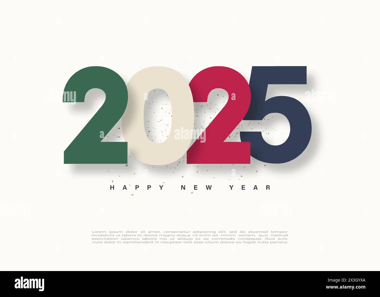 Happy New Year 2025. With the illustration of a stacked number design ...