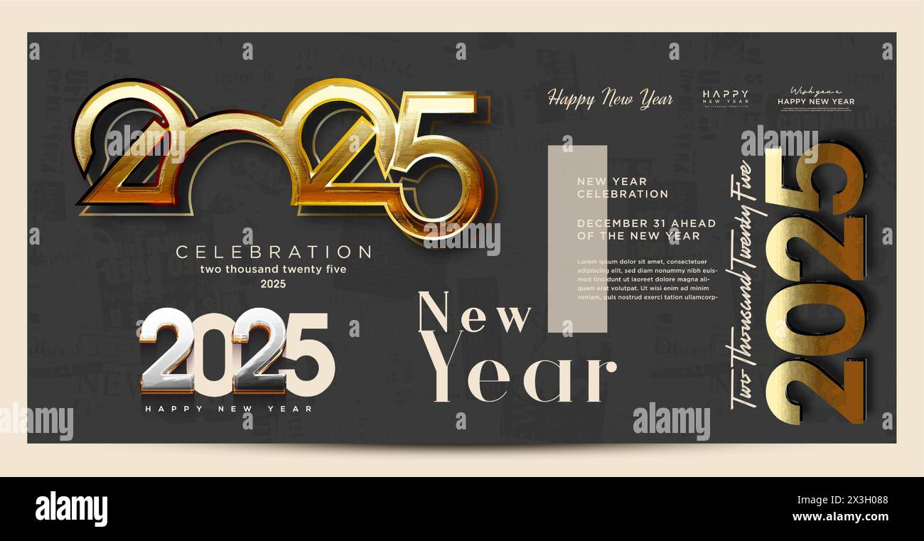 New year 2025 poster. Number design with various concepts in one ...