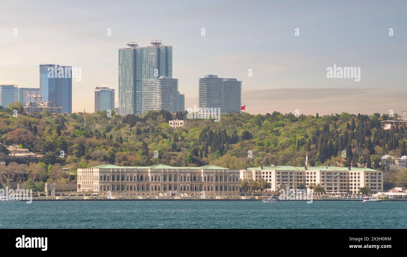 View from the Bosphorus strait of Ciragan Palace Kempinski, a luxury ...