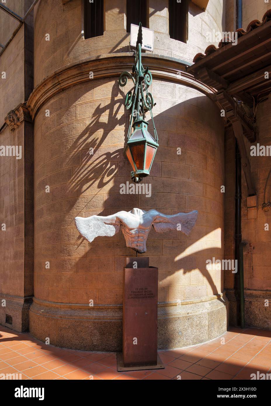 Sculpted dove in flight adorns the courtyard of St. Anthony of Padua ...