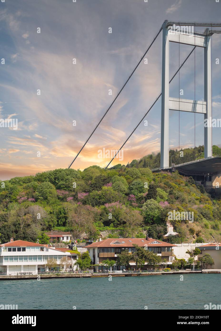 View from the sea of the Asian side of Bosphorus strait, Istanbul ...