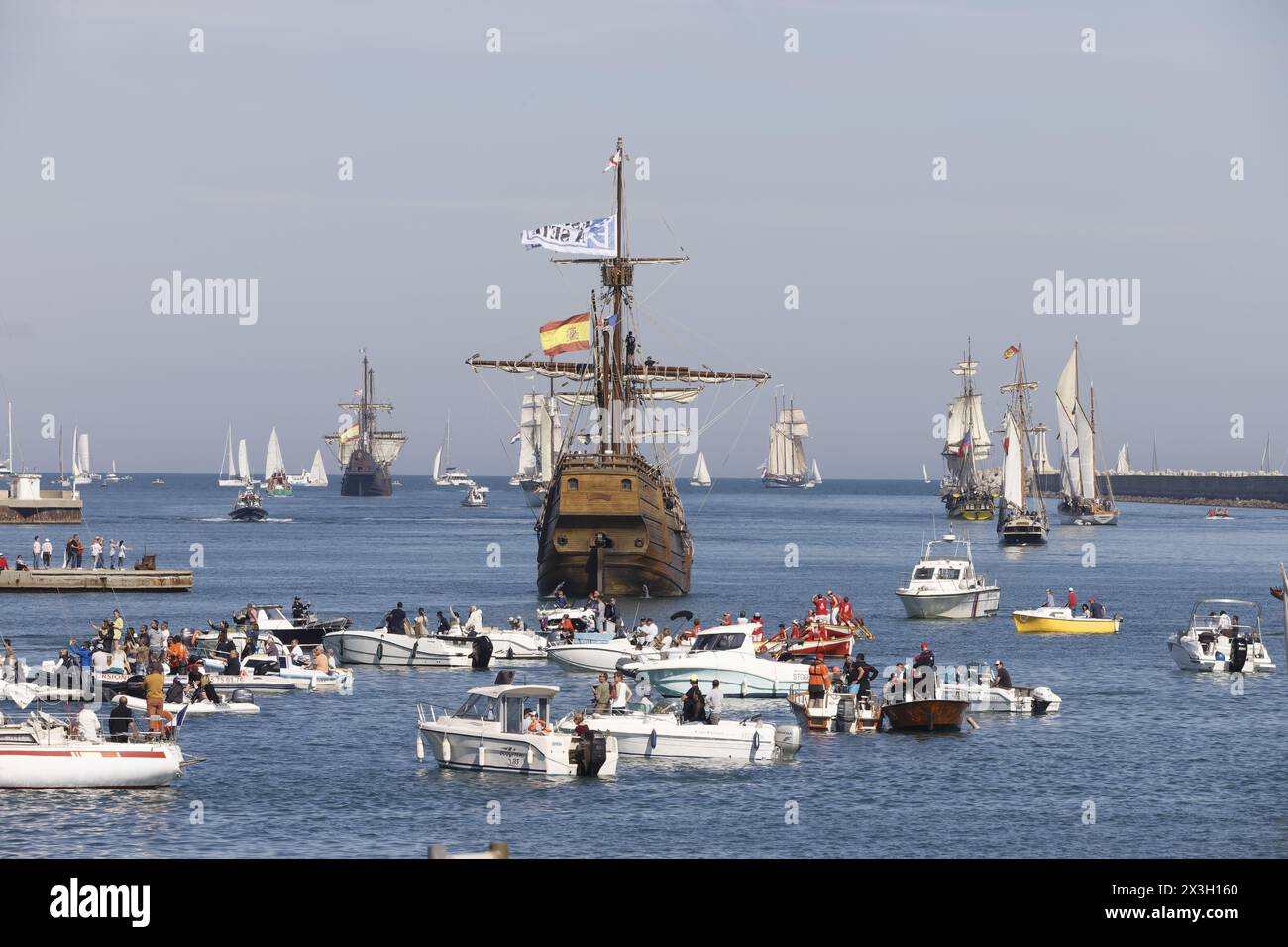 Sete,France.18th April,2022.Nao Trinidad,a replica of the flagship of ...