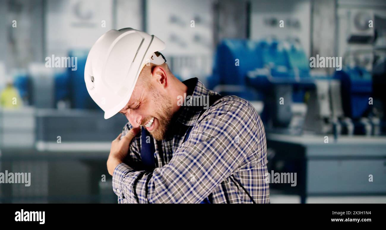 Engineer With Shoulder Pain Injury After Accident At Power Plant Stock ...