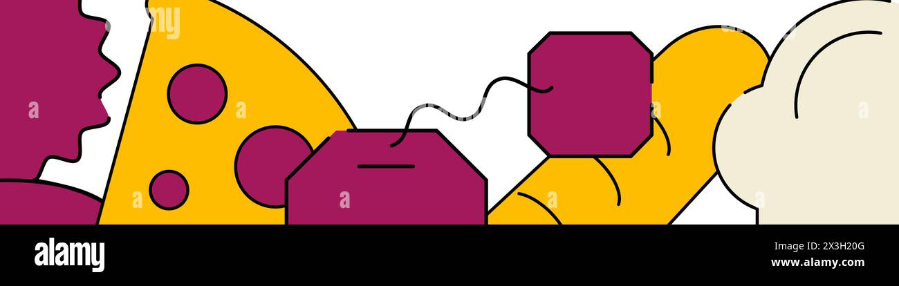 Food related horizontal banner or bottom border template background ...