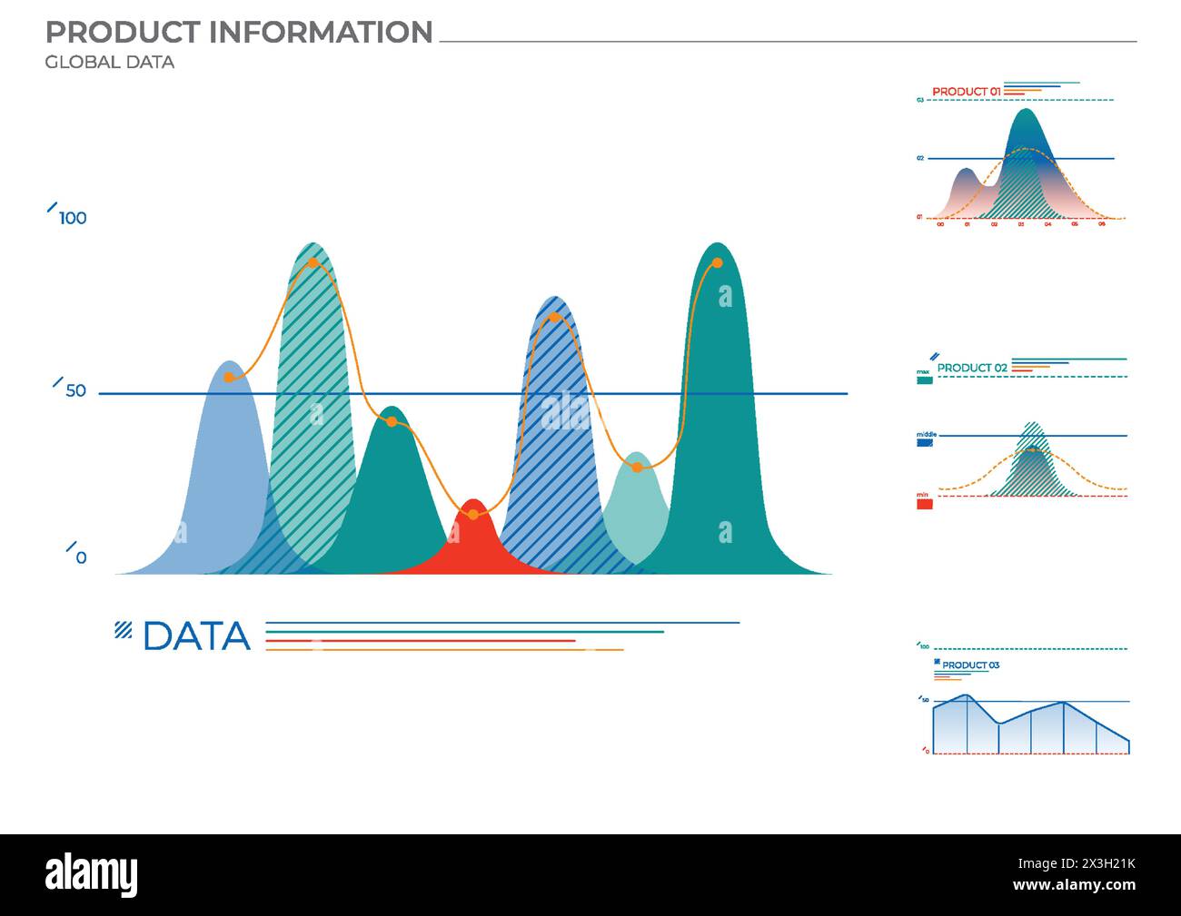 Global data charts in color. Vector elements charts Stock Vector Image ...